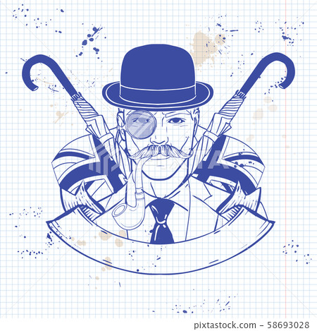 Sketch british man - Stock Illustration [58693028] - PIXTA