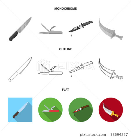 Isolated object of knife and cut sign. Set of... - Stock Illustration ...