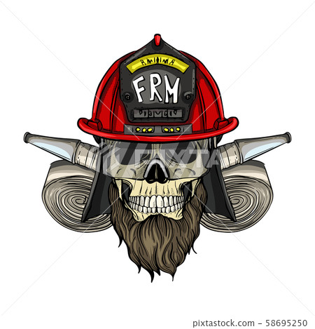 Sketch fireman skull-插圖素材 [58695250] - PIXTA圖庫