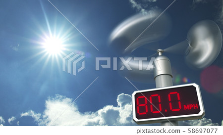 Anemometer displays 80 mph wind speed.... - Stock Illustration ...