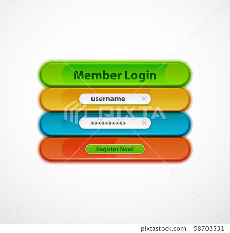 Login menu web interface template with buttons... - Stock Illustration ...