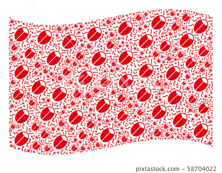 Waving Red Flag Mosaic of Bug Items-插圖素材 [58704022] - PIXTA圖庫