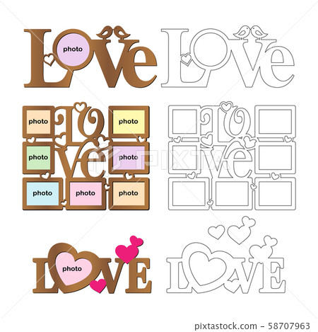 Set of frame for photos with inscription 'Love' - Stock Illustration ...