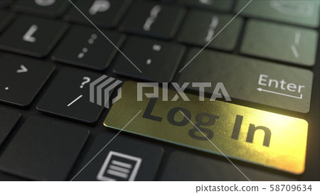 Black computer keyboard and gold log in key.... - Stock Illustration ...