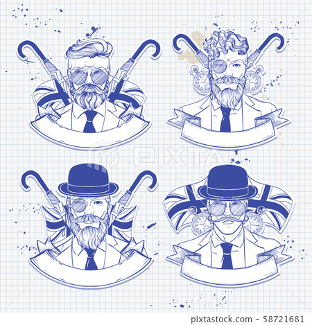 Sketch set of british men - Stock Illustration [58721681] - PIXTA