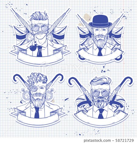 Sketch set of british men - Stock Illustration [58721729] - PIXTA