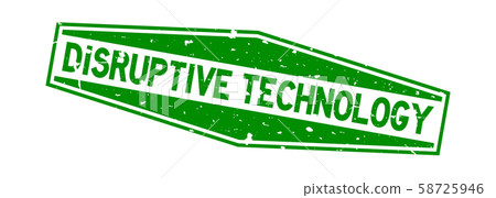 Grunge green disruptive technology word hexagon... - Stock Illustration ...
