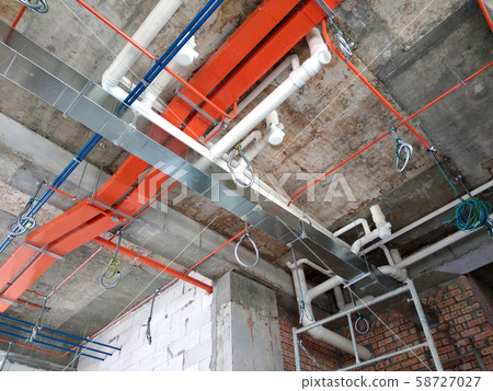 Electrical conduit, cable tray and aircond... - Stock Photo [58727027 ...