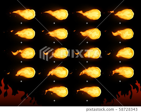 Fire ball. Animated flaming fireball, hot... - Stock Illustration ...