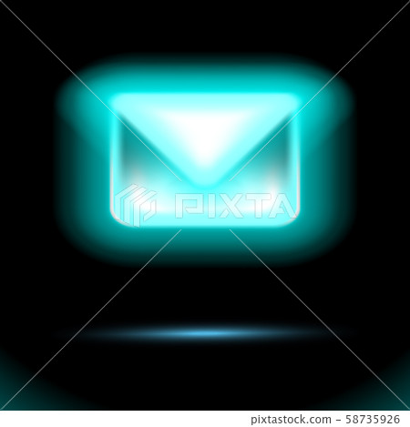 Blue email Icon, glowing Neon lamp, New incoming - Stock Illustration ...