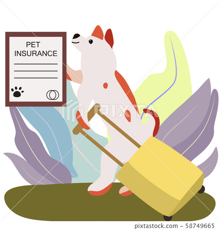 Happy dog holding pet insurance while... - Stock Illustration [58749665 ...