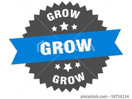 grow sign. grow blue-black circular band label - Stock Illustration ...