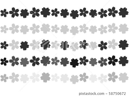 Monochrome Japanese style cherry blossom line set - Stock Illustration ...