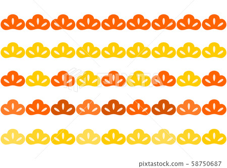 Yellow and orange Japanese style pine line set - Stock Illustration ...