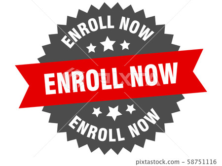 enroll now sign. enroll now red-black circular - Stock Illustration ...