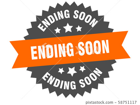 ending soon sign. ending soon orange-black - Stock Illustration ...