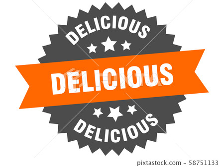 delicious sign. delicious orange-black circular - Stock Illustration ...