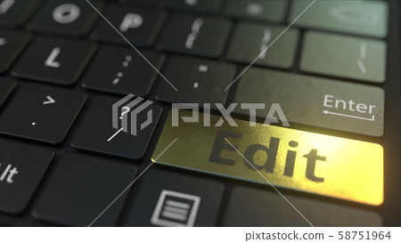 Black computer keyboard and gold edit key.... - Stock Illustration ...