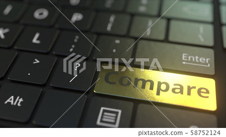 Black computer keyboard and gold compare key.... - Stock Illustration ...