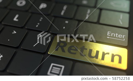 Black computer keyboard and gold return key.... - Stock Illustration ...