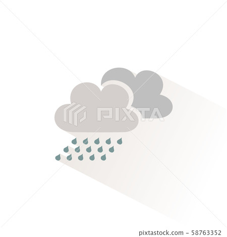 Rain clouds icon with shadow. Flat vector - Stock Illustration ...