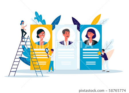 Recruiting agency with cartoon people providing...-插圖素材 [58765774 ...
