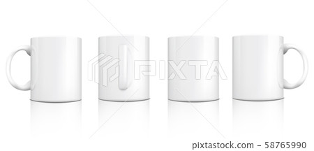 Classic white mug mockup set from different angles - Stock Illustration ...
