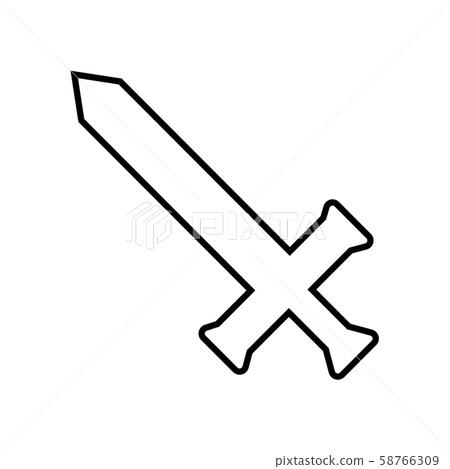Icon Outline Sword isolated on white background. - Stock Illustration ...