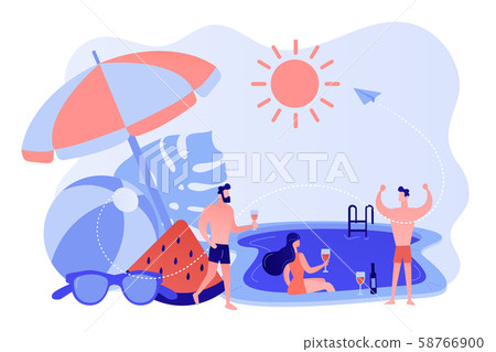 Pool party concept vector illustration. - Stock Illustration [58766900 ...
