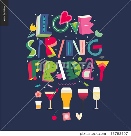 Love spring friday - lettering composition - Stock Illustration ...