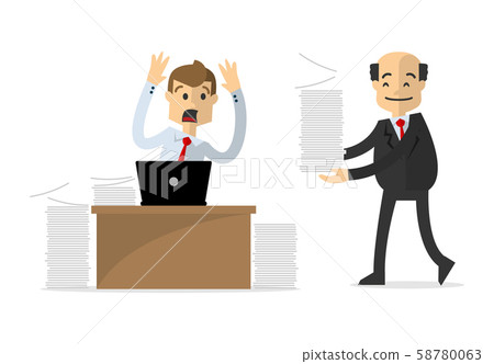 Vector of a businessman or employee get extra work - Stock Illustration ...