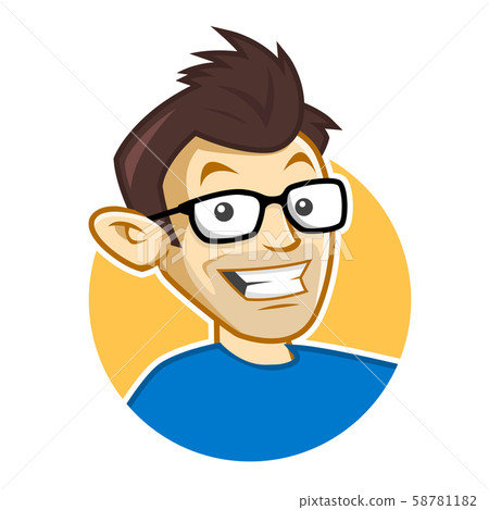Geek mascot, nerd character with glasses - Stock Illustration [58781182 ...