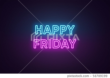 Neon text of Happy Friday. Greeting banner, poster - Stock Illustration ...