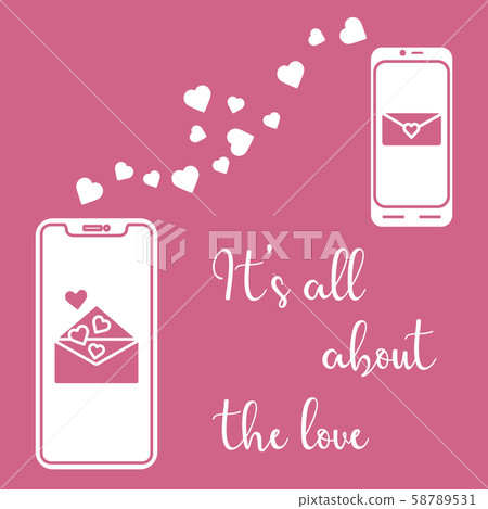 Mobile phones, heart, love correspondence, message - Stock Illustration ...
