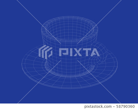 Coffee cup wireframe - Stock Illustration [58790360] - PIXTA