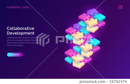 Collaborative development, isometric concept - Stock Illustration ...
