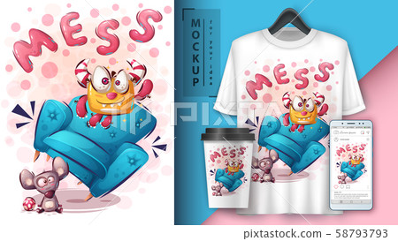 Happy mess poster and merchandising - Stock Illustration [58793793] - PIXTA