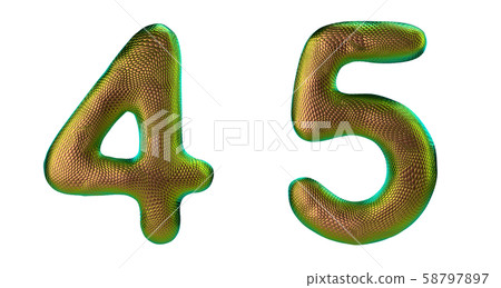 Number set 4, 5 made of realistic 3d render... - Stock Illustration ...
