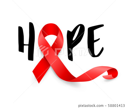 Hope lettering design with red ribbon. - Stock Illustration [58801413 ...