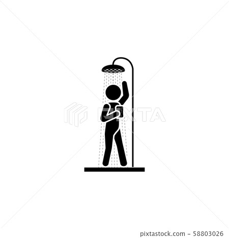 The man in the shower icon black on white... - Stock Illustration ...