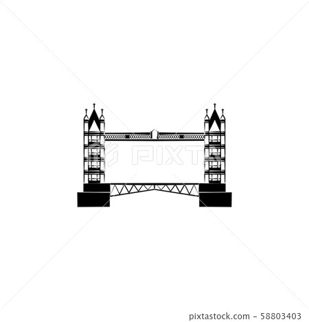 Tower Bridge. London Bridge black on white... - Stock Illustration ...