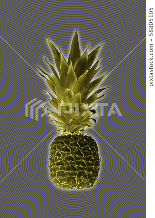 Contemporary art collage with pineapple. Exotic... - Stock Illustration ...