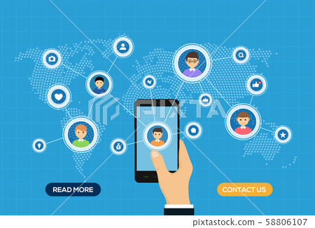 Social media and network connection map... - Stock Illustration ...