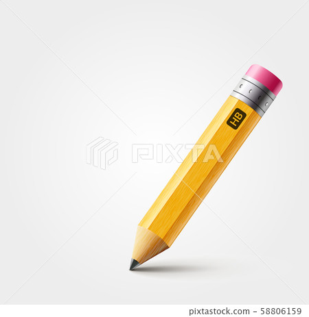 Vector short yellow pencil, Realistic pencil... - Stock Illustration ...