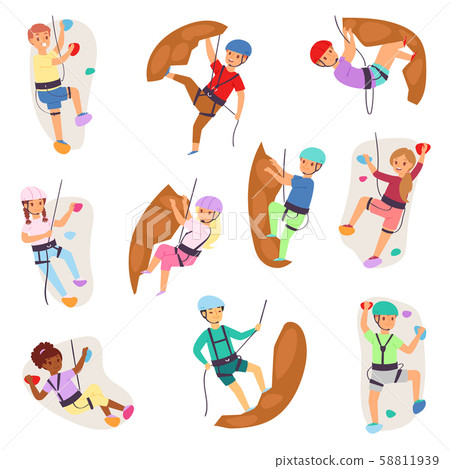 Kids climbing vector climber children girl boy...-插圖素材 [58811939] - PIXTA圖庫