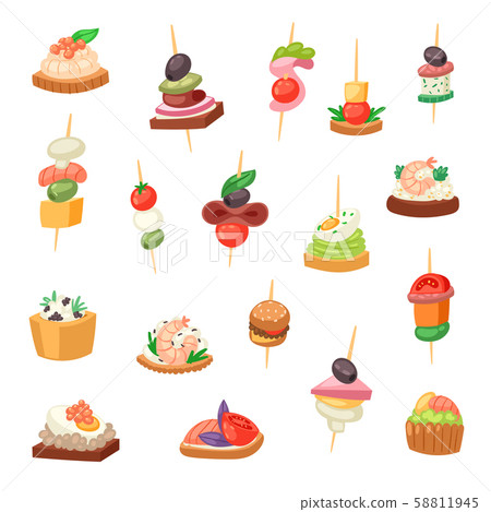 Appetizer vector appetizing food and snack meal... - Stock Illustration ...