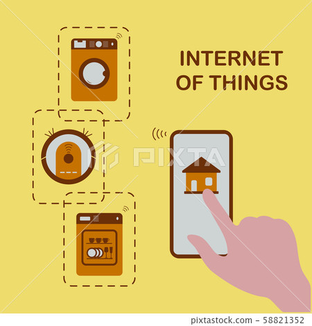 Using smart technology at home Internet of things - Stock Illustration ...