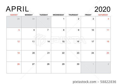 2020 April Calendar-插圖素材 [58822836] - PIXTA圖庫