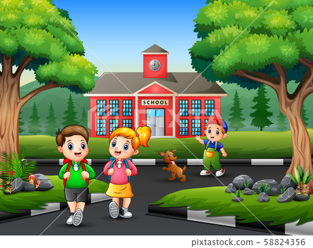 Happy student going home after school - Stock Illustration [58824356 ...