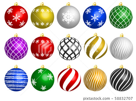 Colorful Christmas ornament set - Stock Illustration [58832707] - PIXTA
